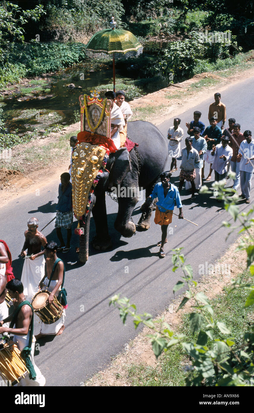 Kerala Religious Procession with Decorated Elephants Stock Photo - Alamy