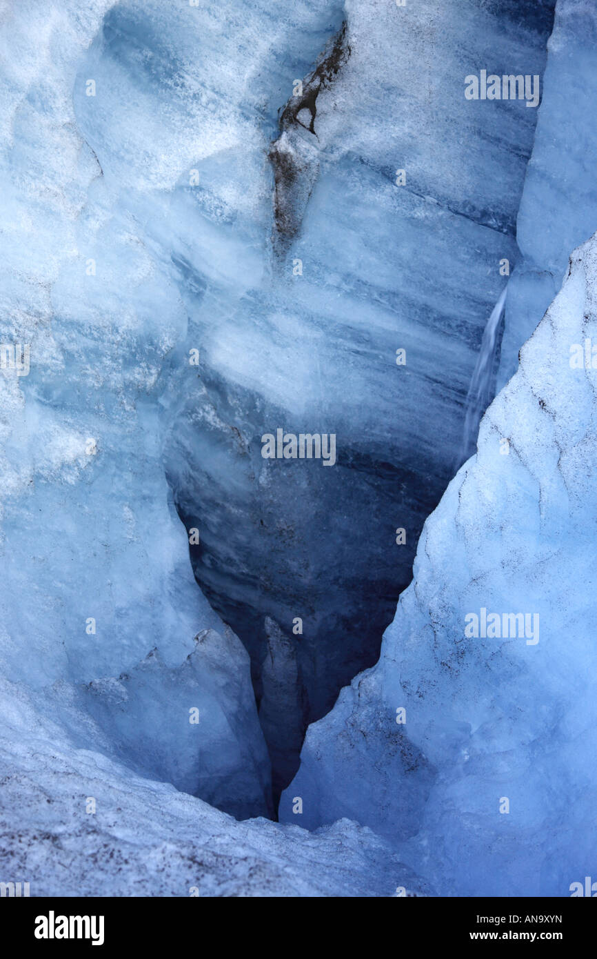 Blue icy crevasse of a glacier Skaftafell National Park Iceland Stock ...