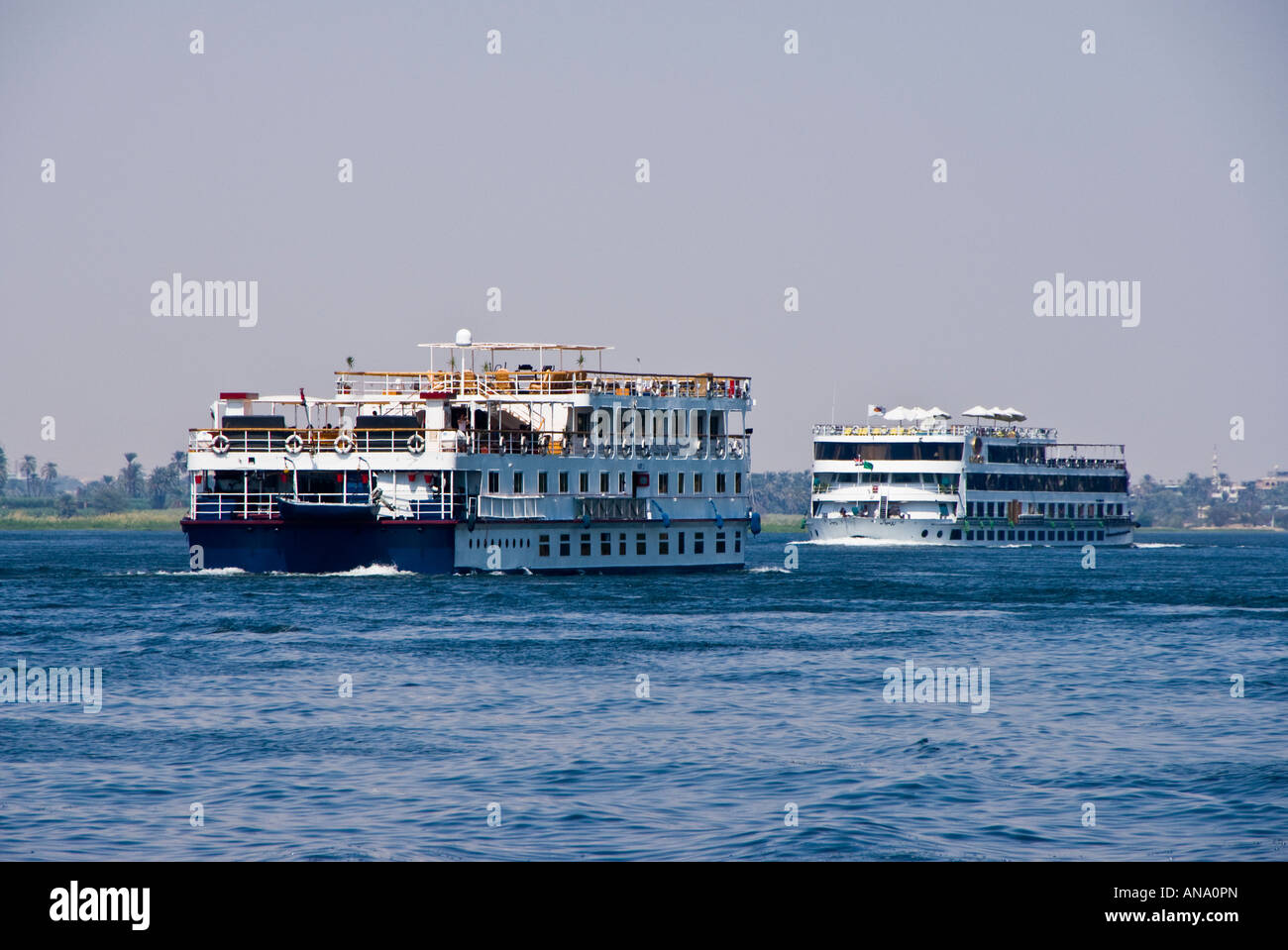 Egypt floating hotel cruise boats on the Nile near Luxor Stock Photo ...