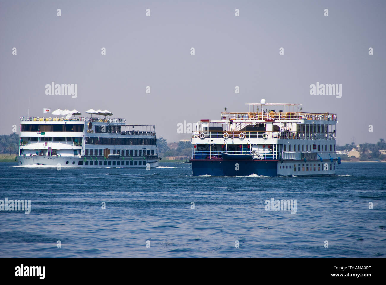 Egypt floating hotel cruise boats on the Nile near Luxor Stock Photo ...