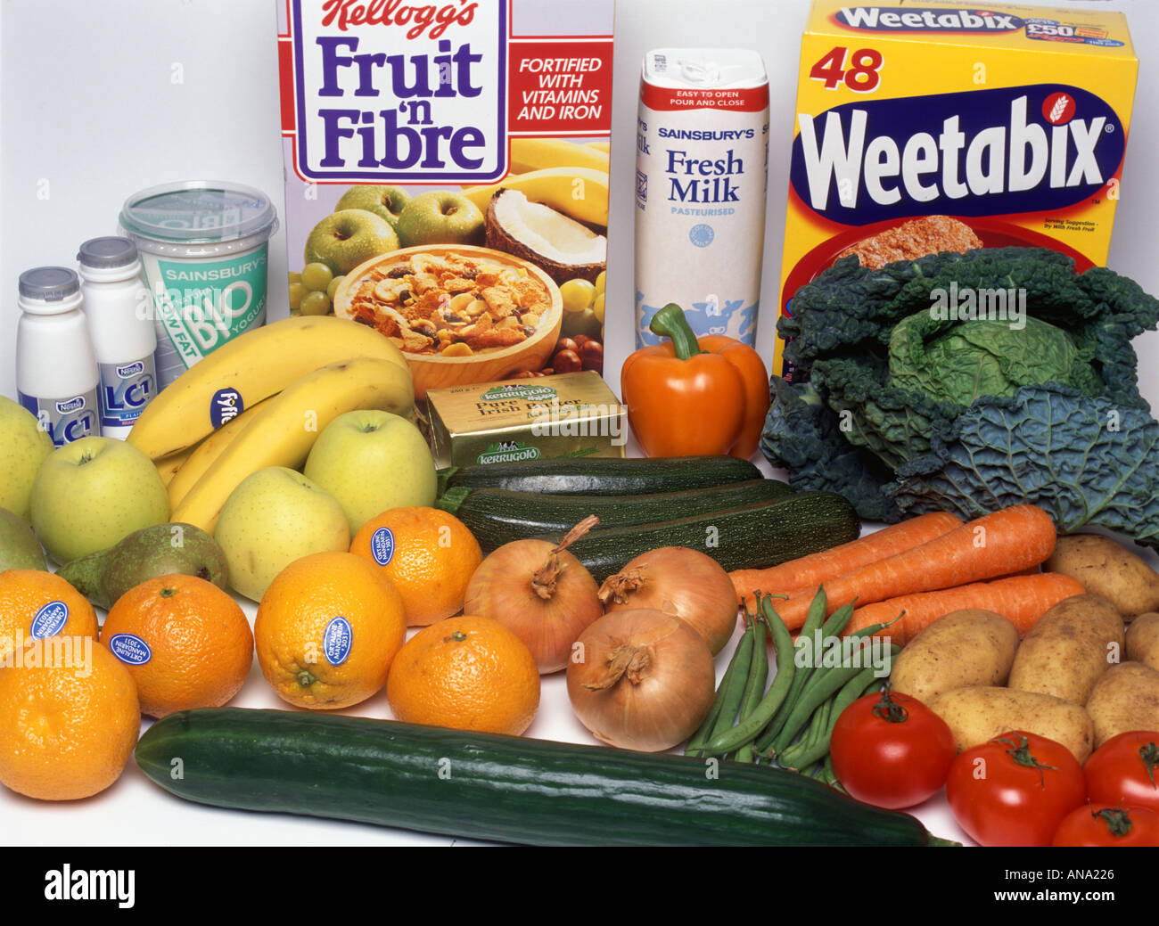 selection of fruit vegetables and other food Stock Photo - Alamy