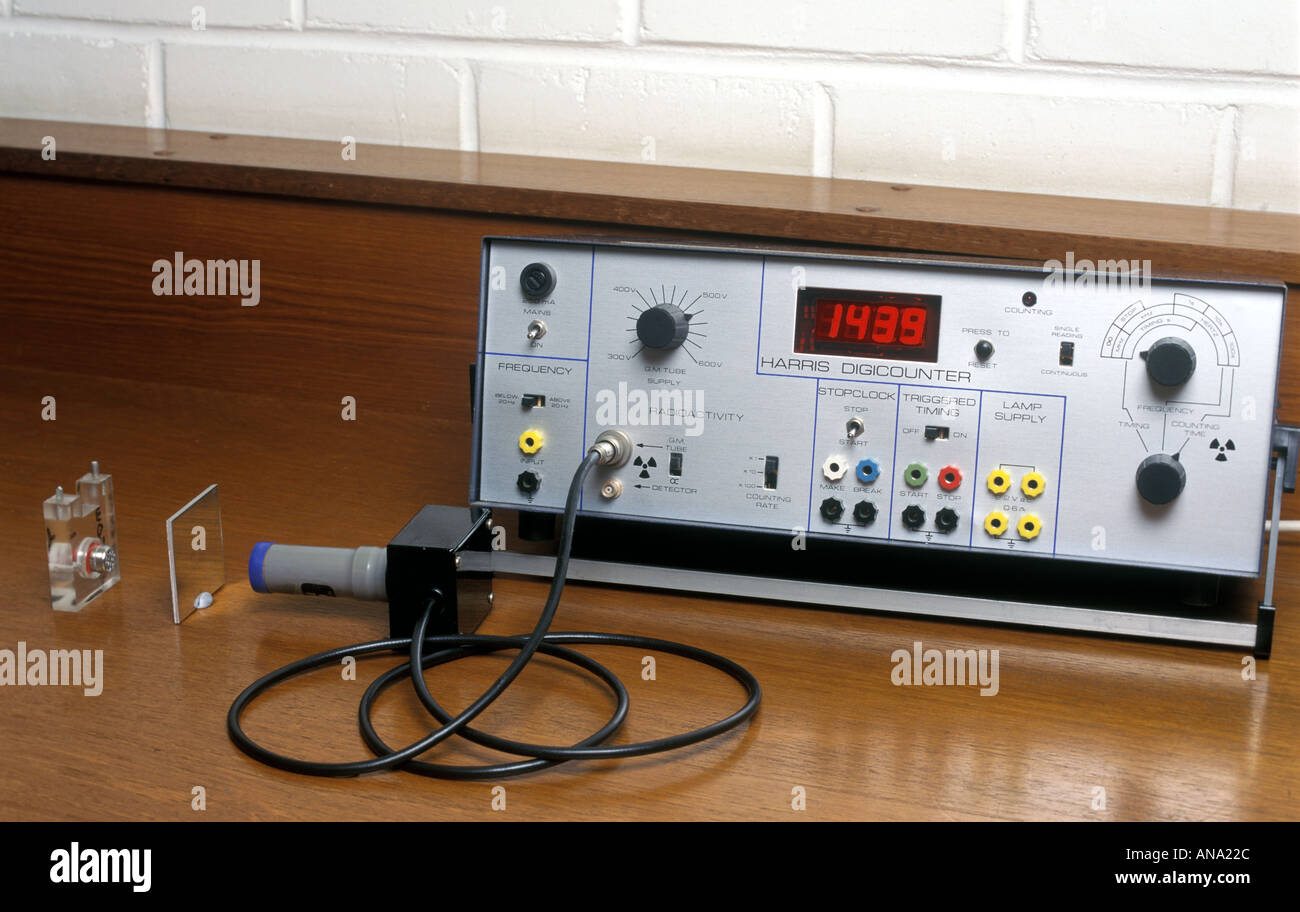 Geiger counter with radioactive source and aluminium absorber Stock ...