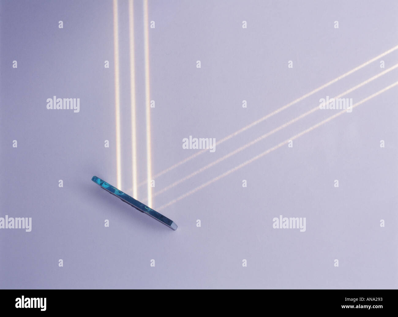 three light rays reflected at an angle from a plane mirror Stock Photo ...