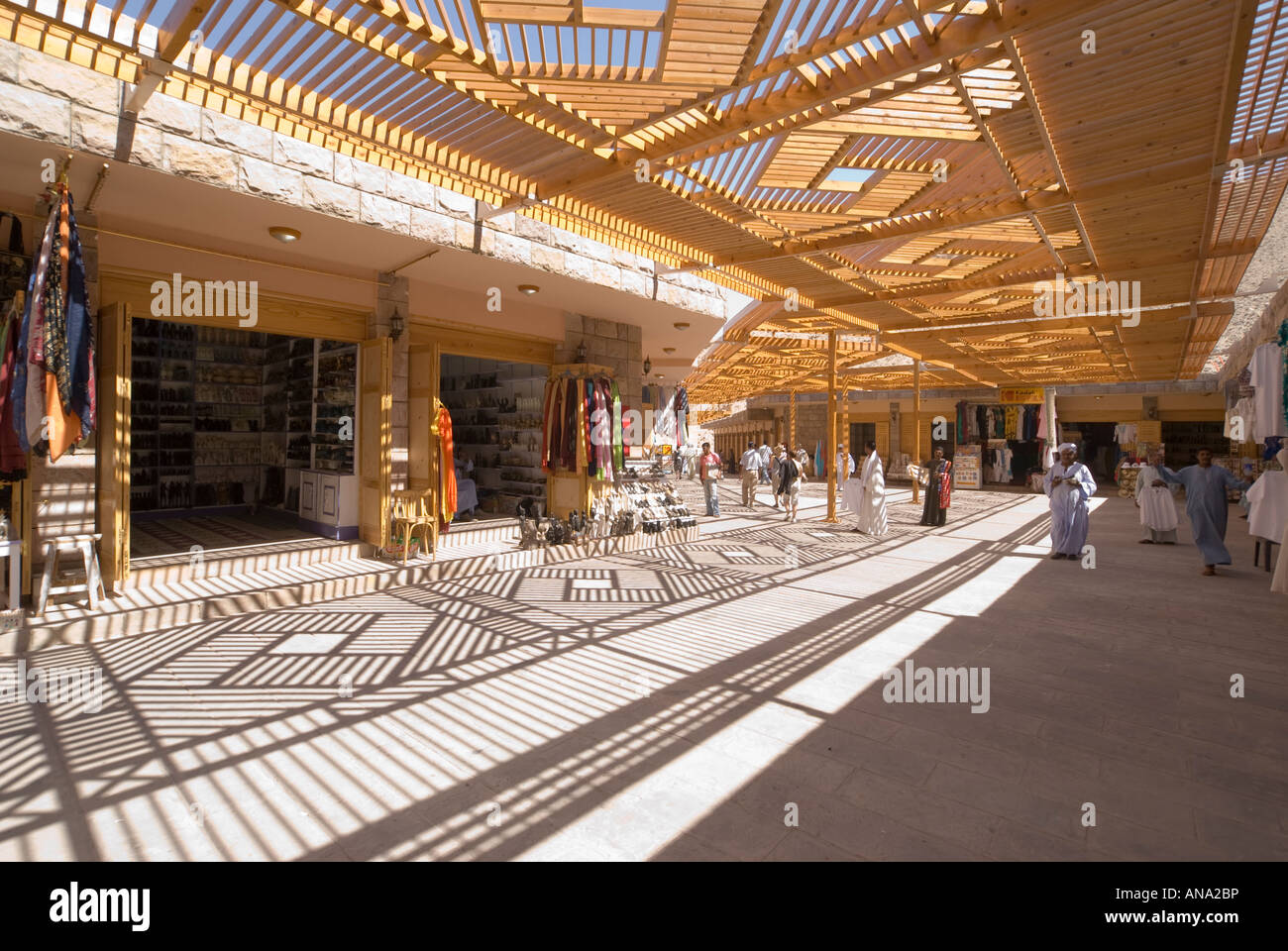 Egypt Valley of the Kings near Luxor souvenir bazaar forms the exit ...
