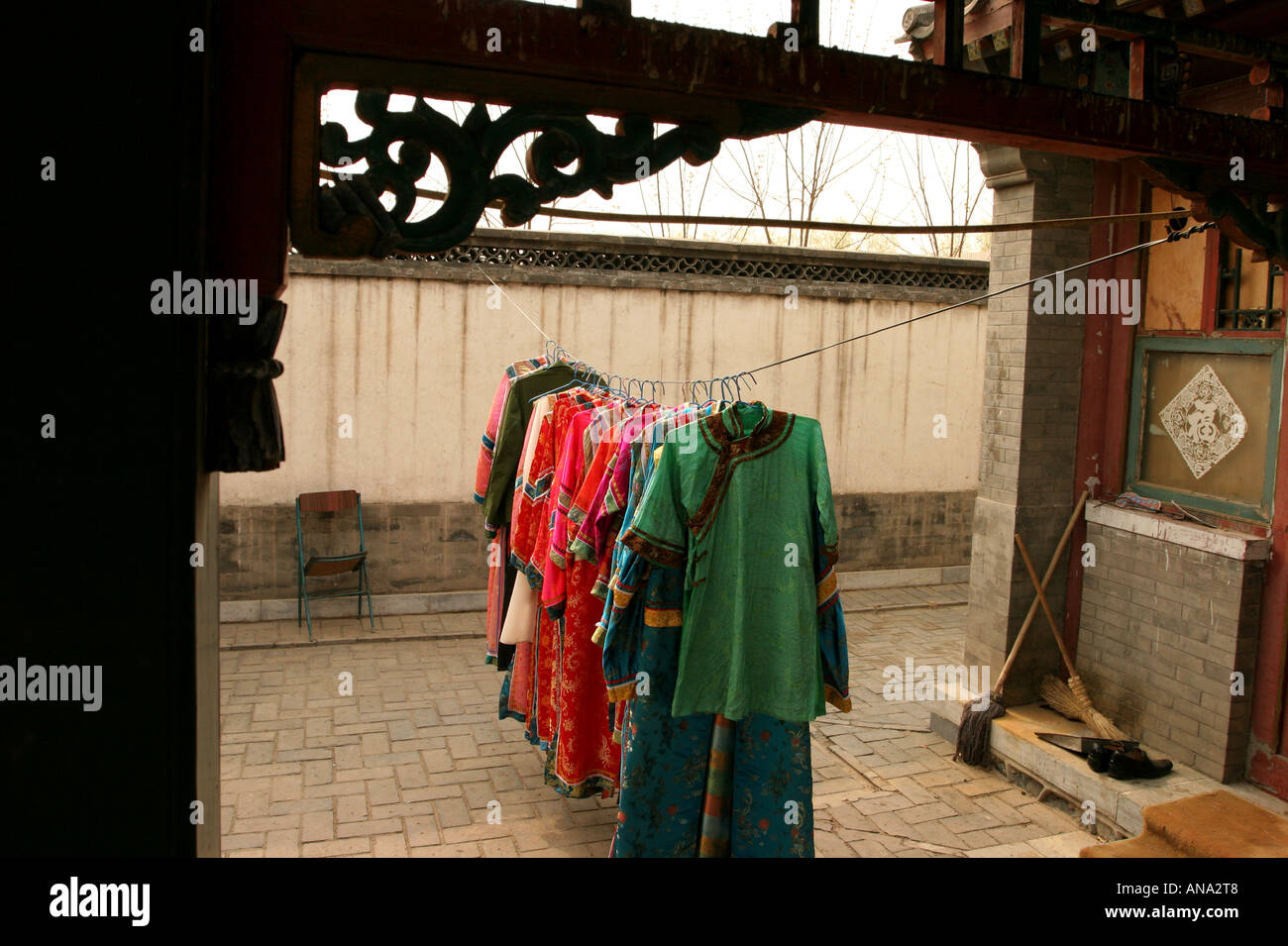 Chinese clothing on washing line Stock Photo - Alamy