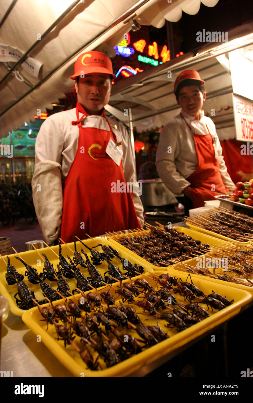 Chinese market stall selling food delicacies in Beijing China Stock ...