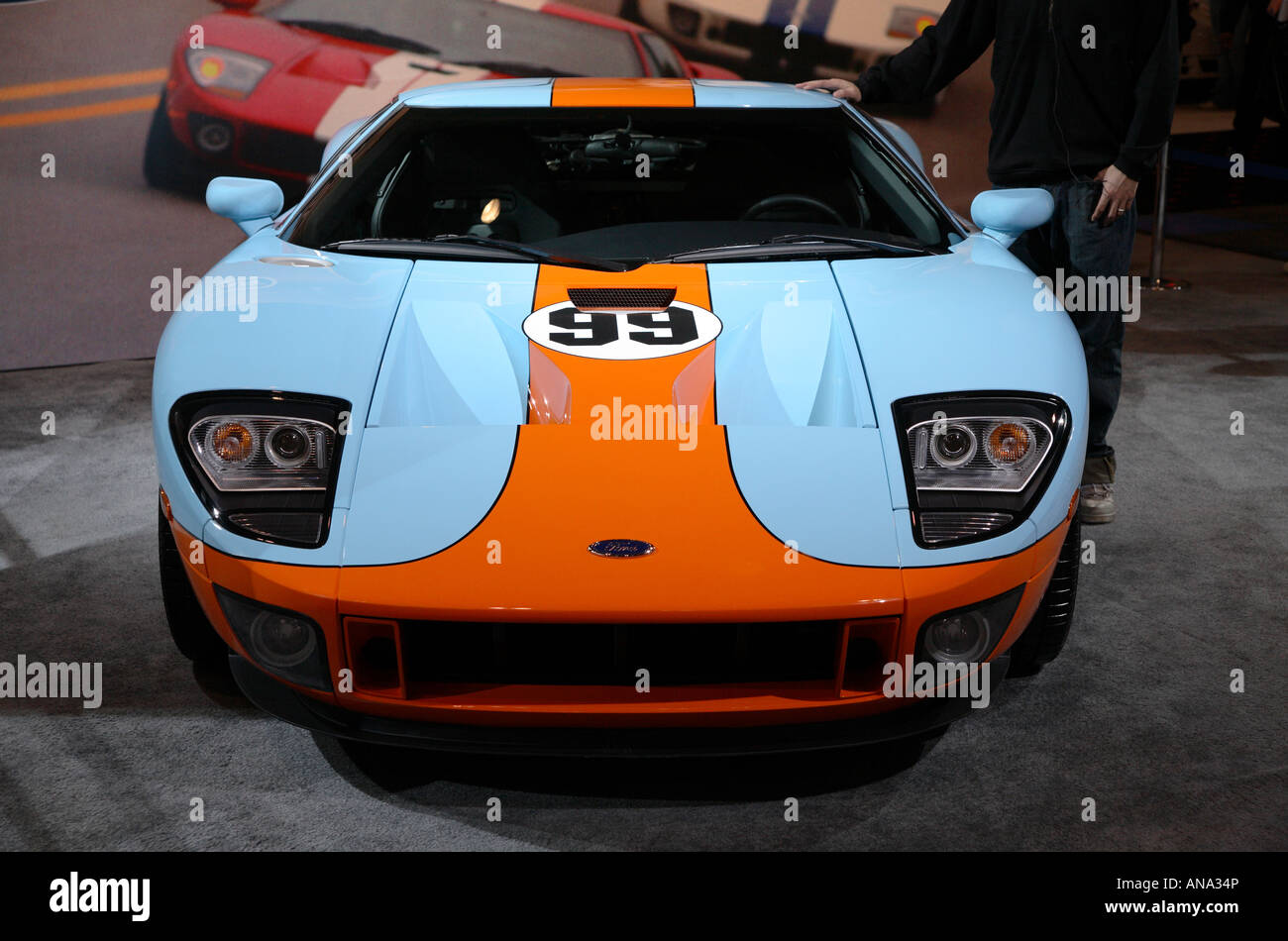 Ford GT 2006 sports car, last produced model, front view; Toronto ...