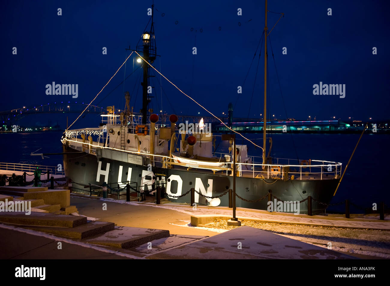 The Huron Museum Lightship at night is an important artifact of Lake ...