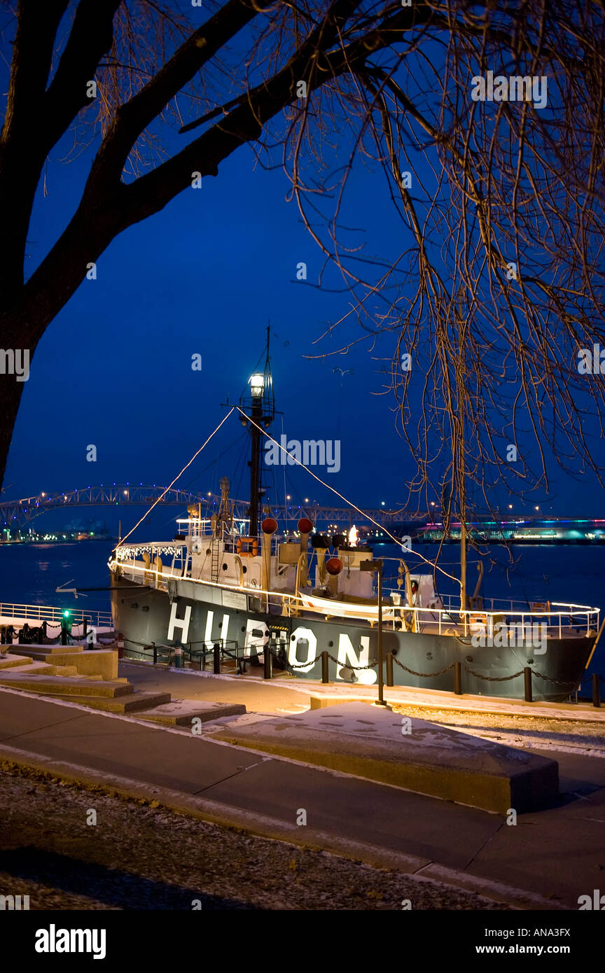 The Huron Museum Lightship at night is an important artifact of Lake ...