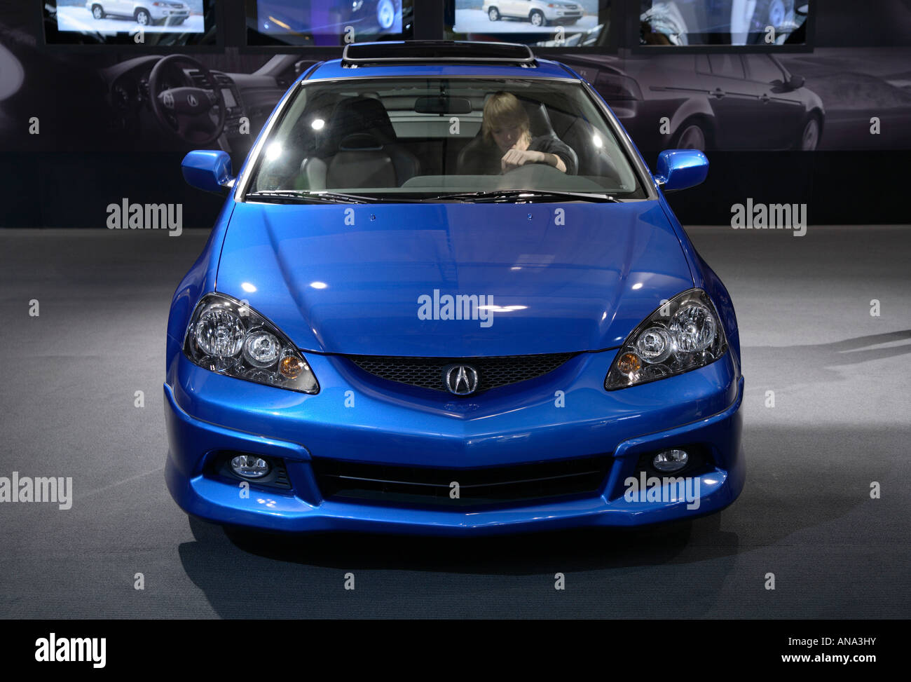 Teenager "test-driving" Acura MDX; Toronto International AutoShow Stock ...