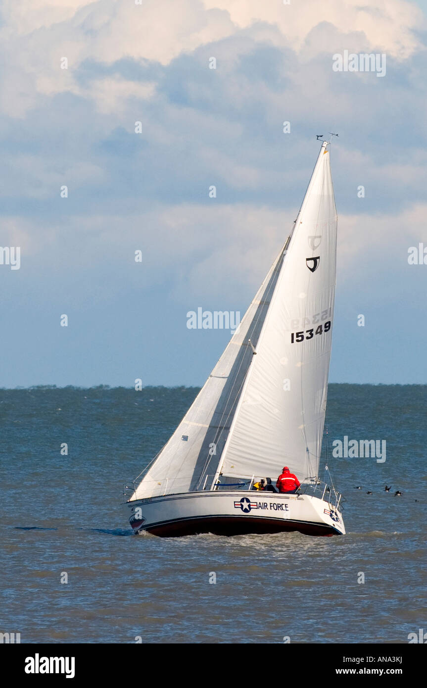 Sailboat sailing on Lake Huron and the St Clair River at Port Huron ...