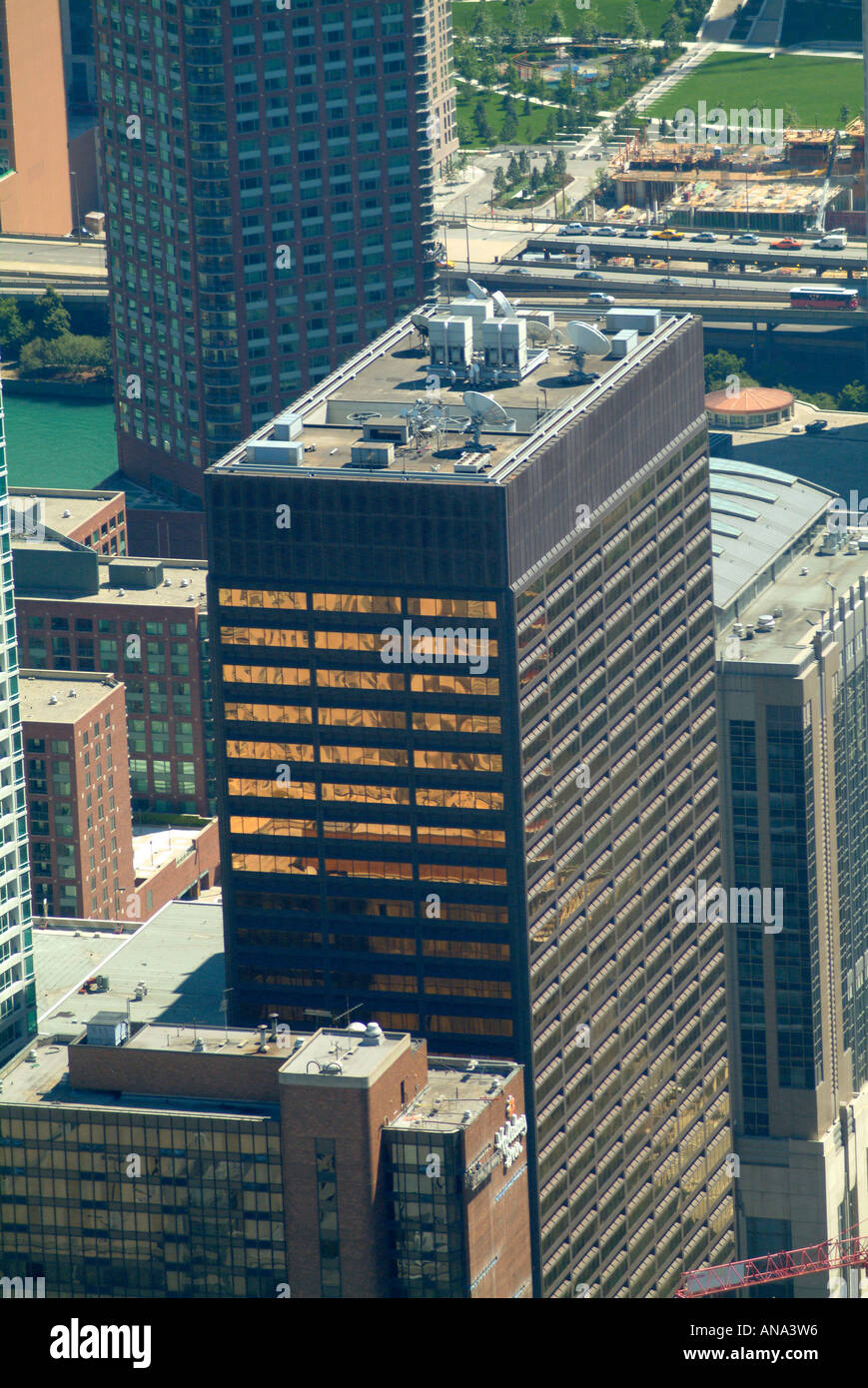 Aerial View of Time Life and Other High Rise Buildings near Chicago ...