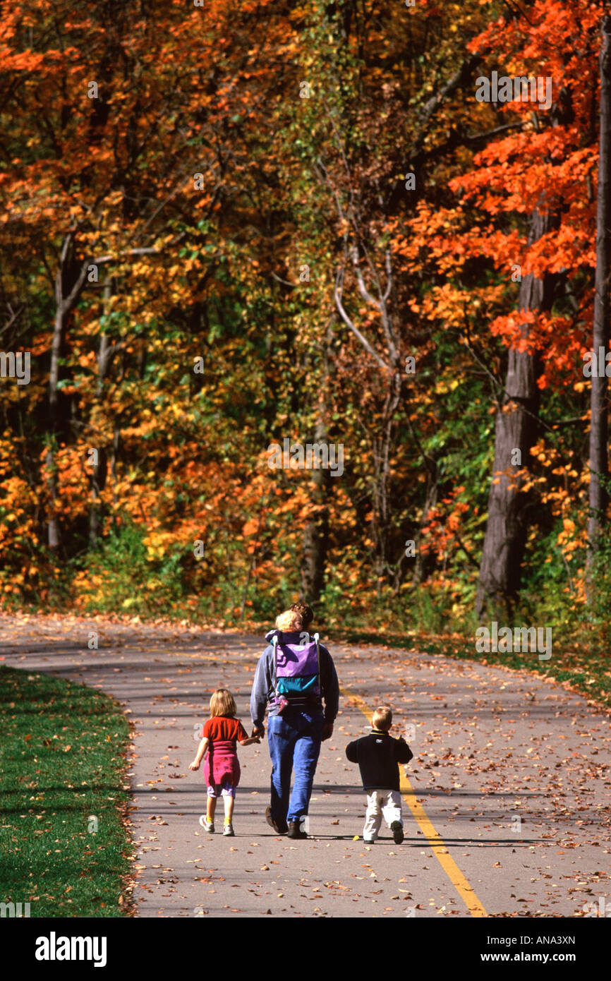 Father and Children in Fall - Vertical Stock Photo - Alamy