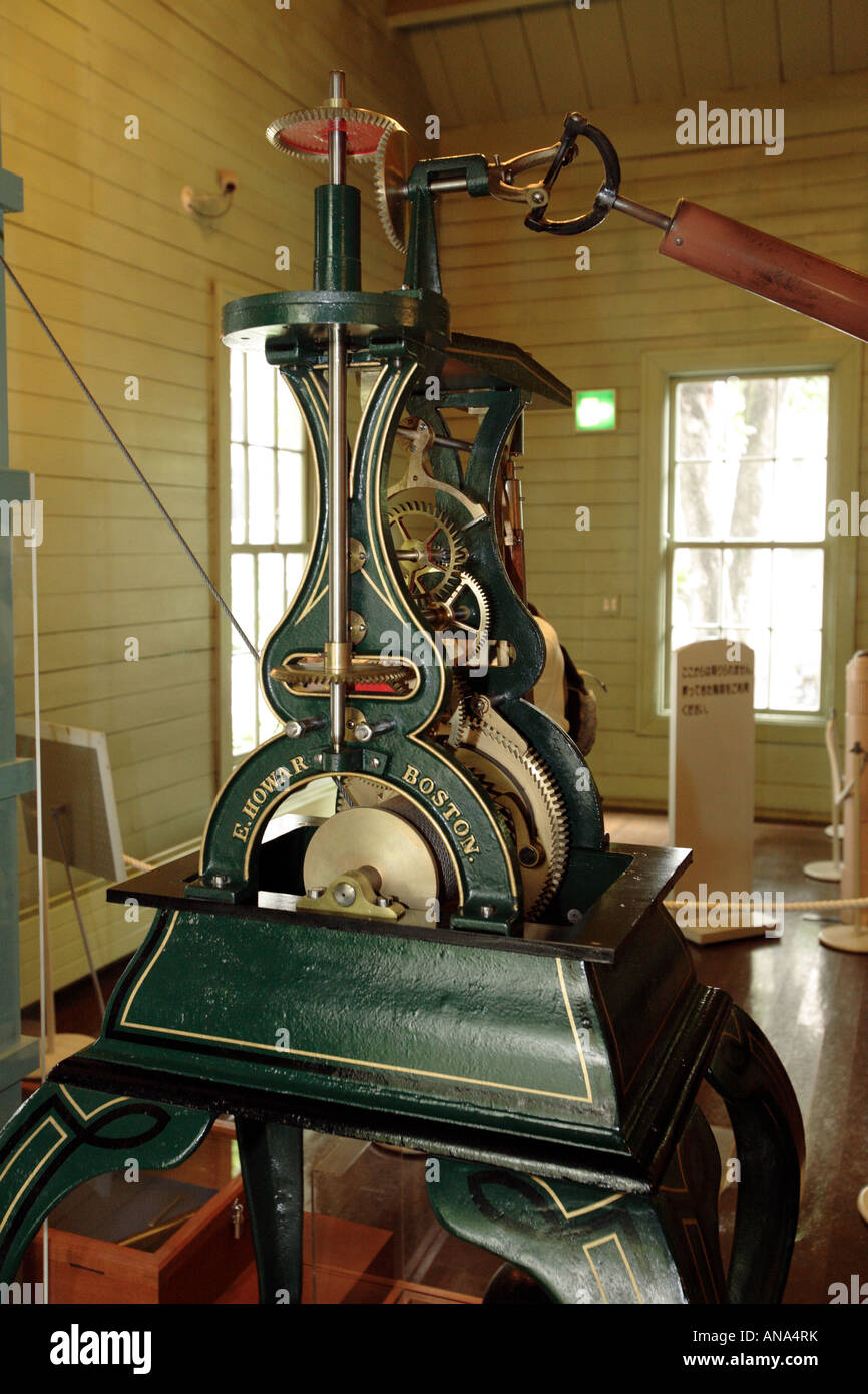 Clock mechanism on display in the clock tower museum in Sapporo Japan ...
