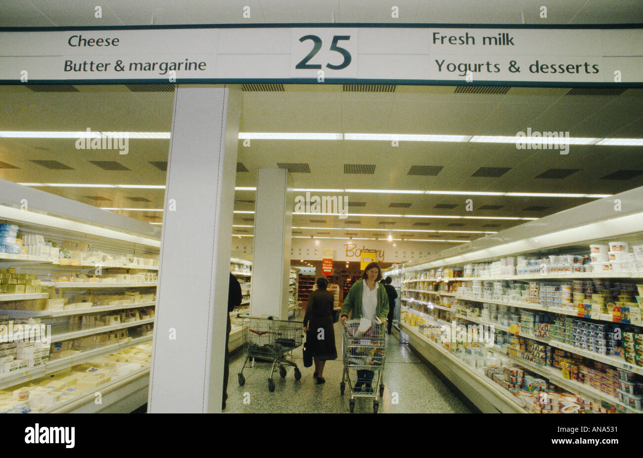 Safeways Supermarket Dairy Produce Shoppers Signs Stock Photo - Alamy
