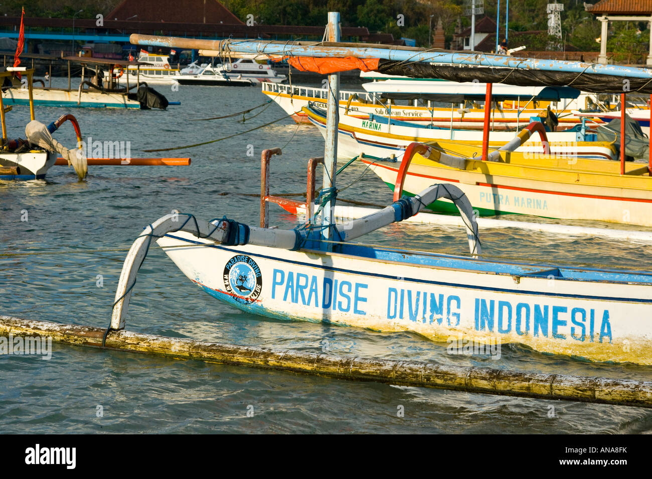 Dive Boat Outrigger Canoe Padang Bai Bali Indonesia Stock Photo - Alamy