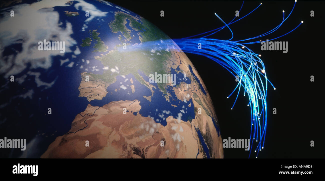 World fibre optics blue Stock Photo - Alamy