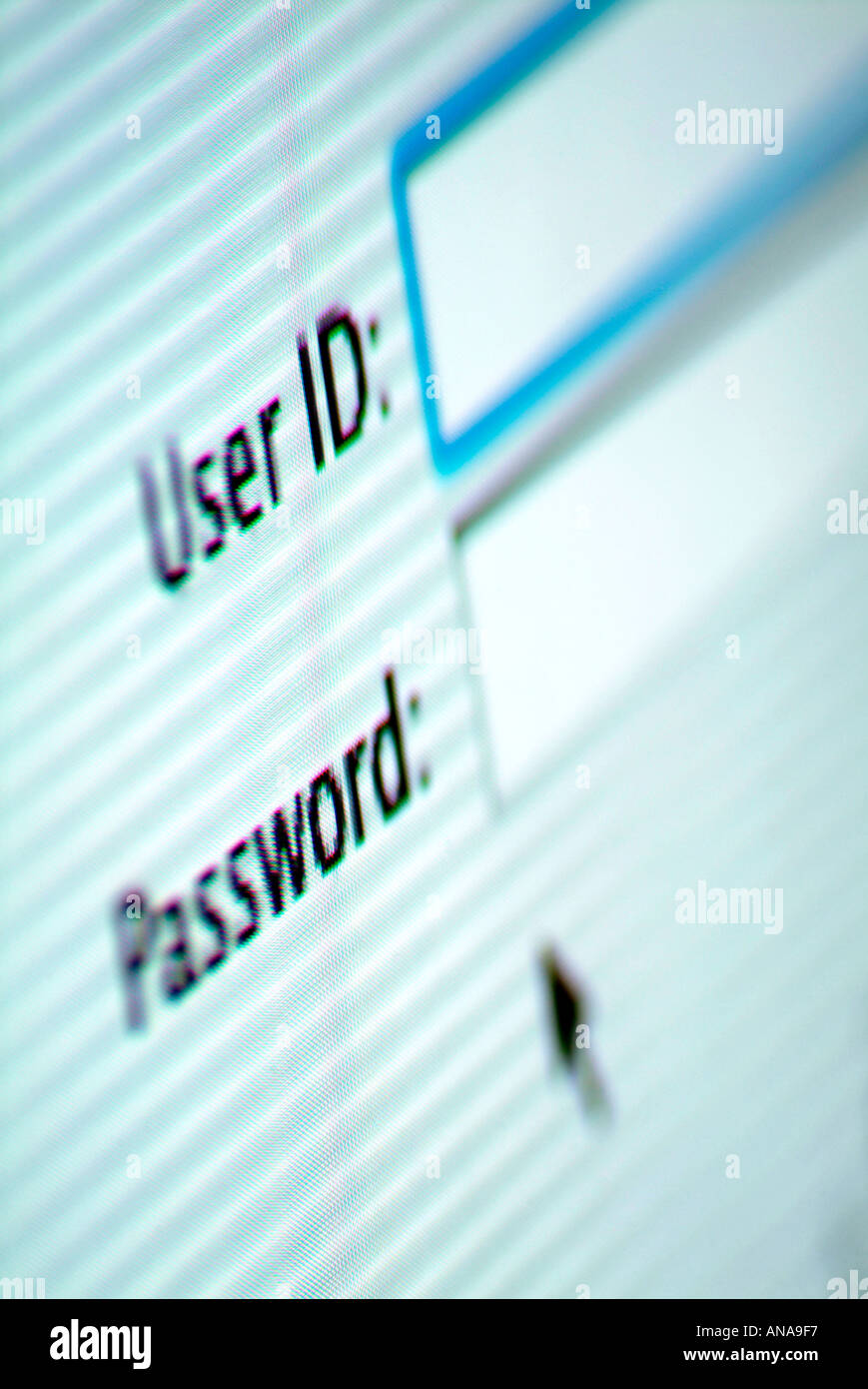 Computer screen detail login window Stock Photo - Alamy