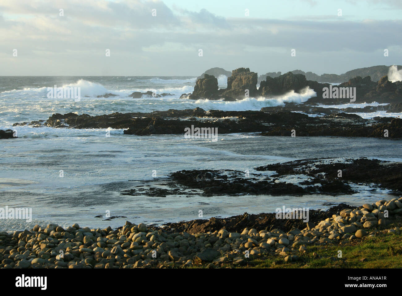 waves in strong winds near Malin Head, Donegal, Inishowen, over the ...