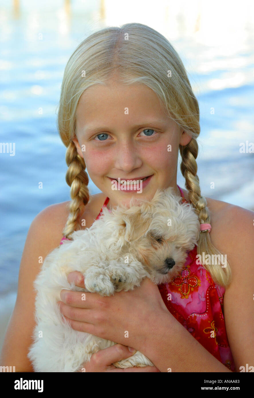 Young girl with dog Stock Photo - Alamy