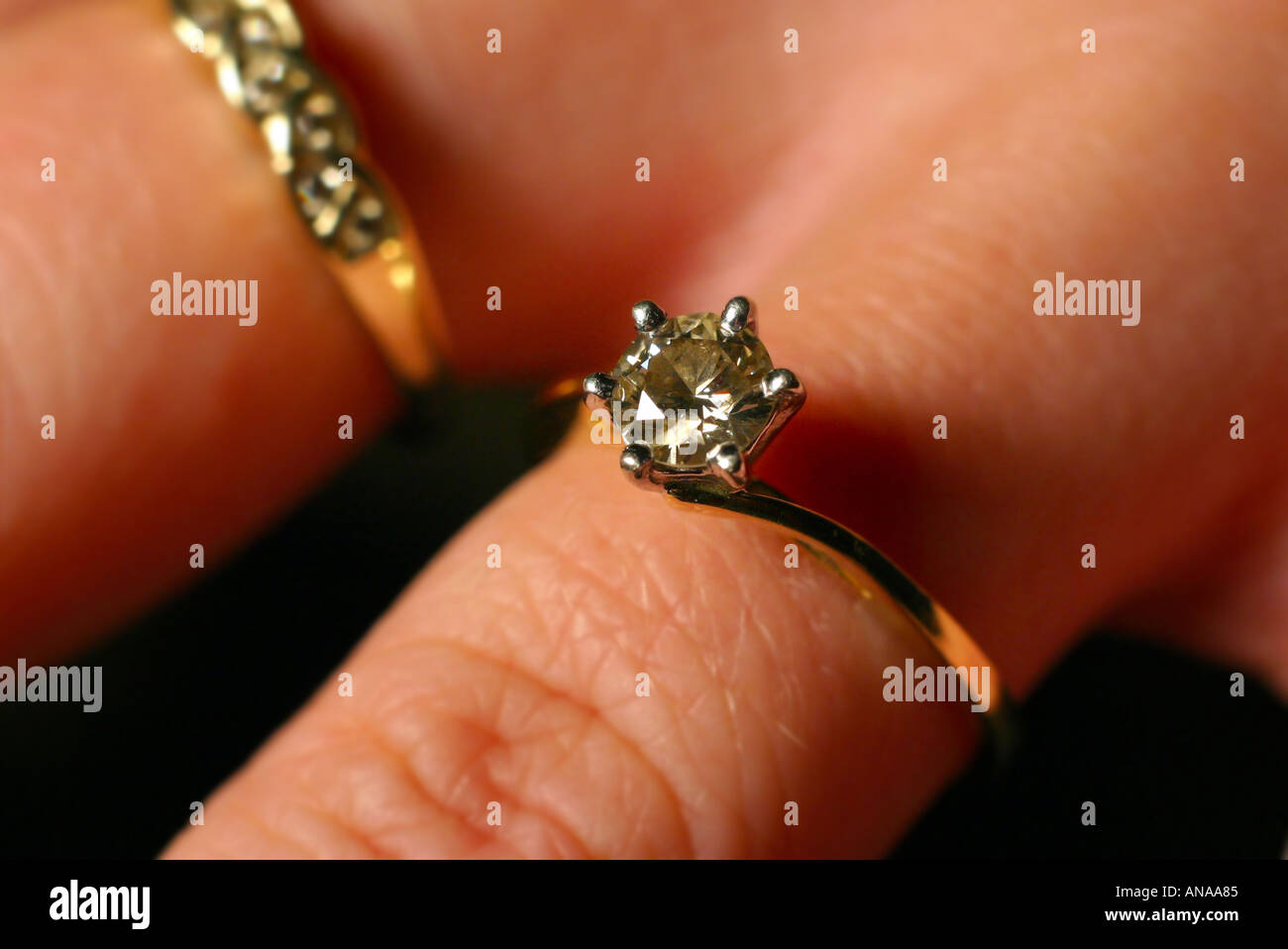 Ring on finger engagement ring Stock Photo - Alamy