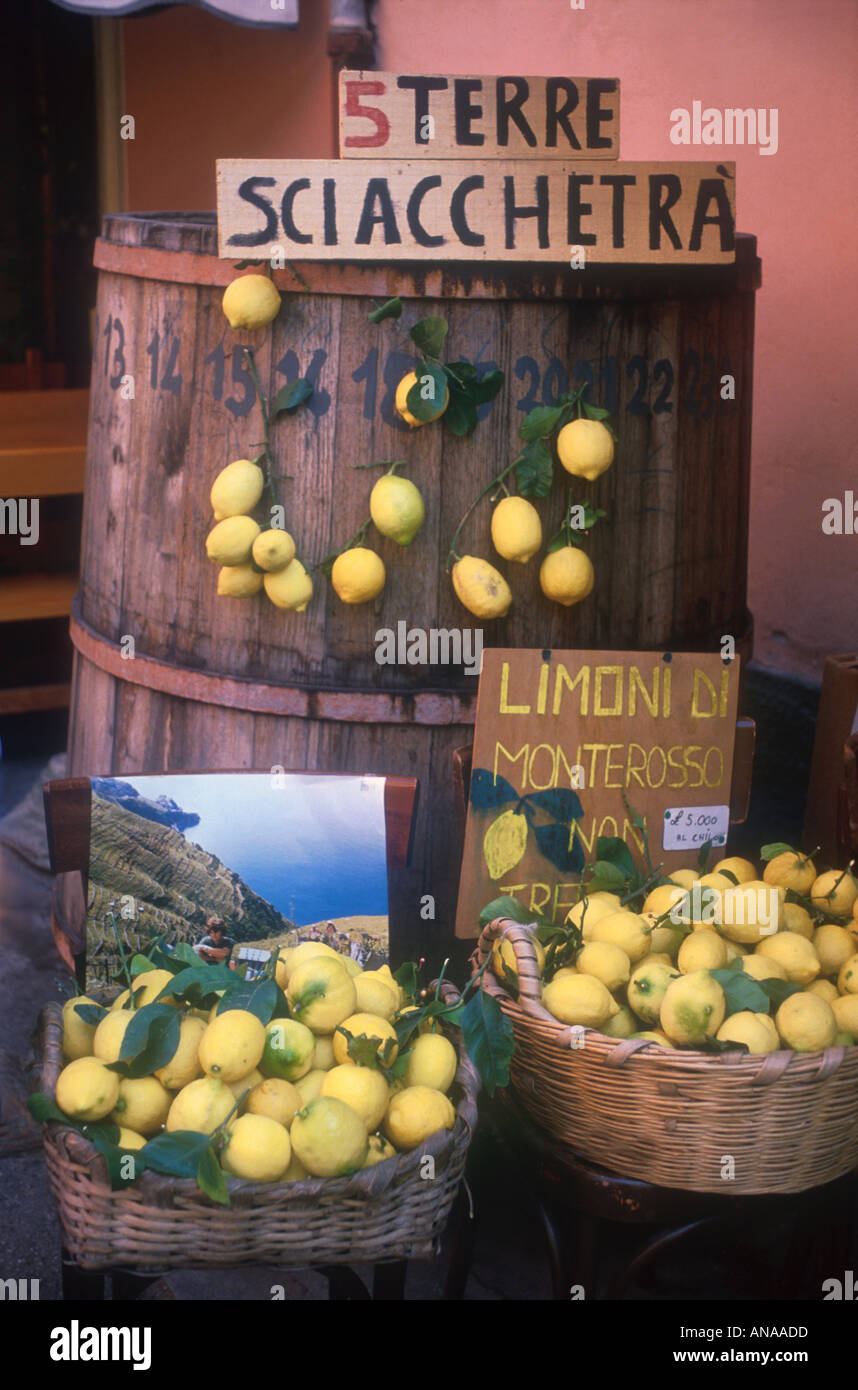 lemons for sale and Sciacchetra wine cask fishing village Monterosso ...