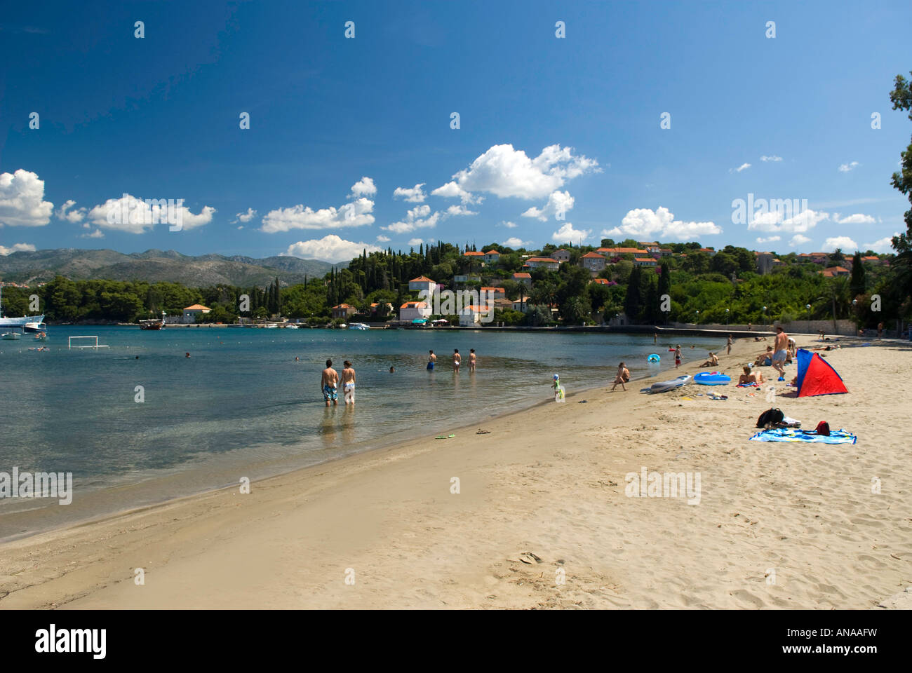 Sandy beach on the Island of Kolocep, Croatia Stock Photo - Alamy