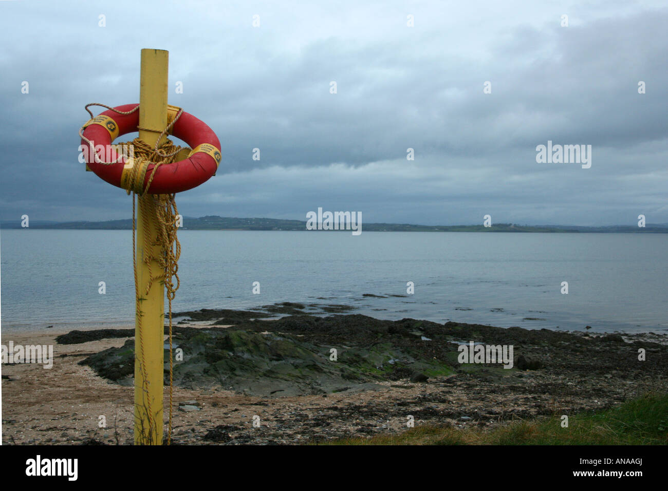 buoy at the shoreline, Inch Island, Donegal, Inishiowen, Ireland Stock ...