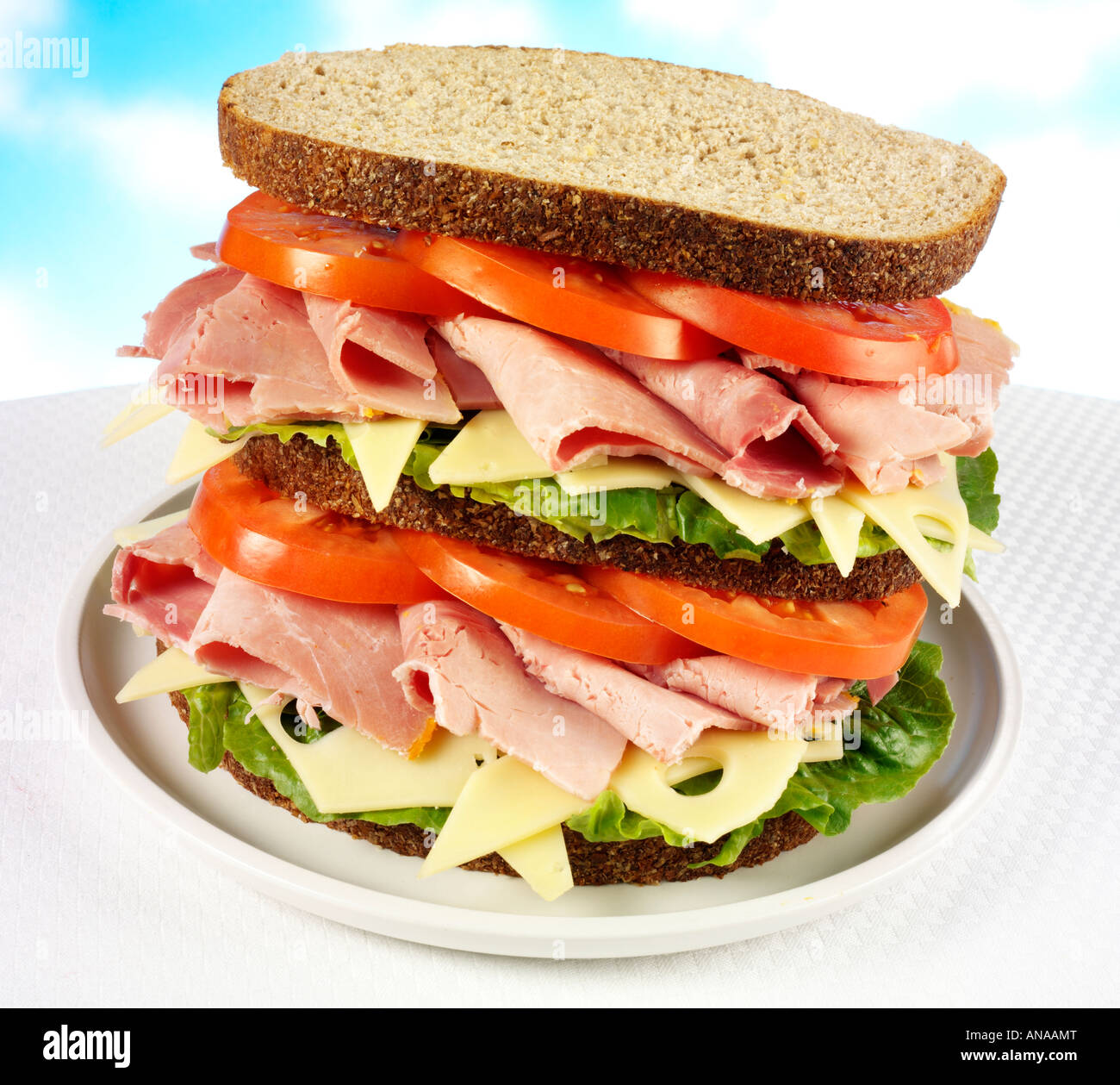 HAM AND CHEESE SALAD SANDWICH Stock Photo - Alamy