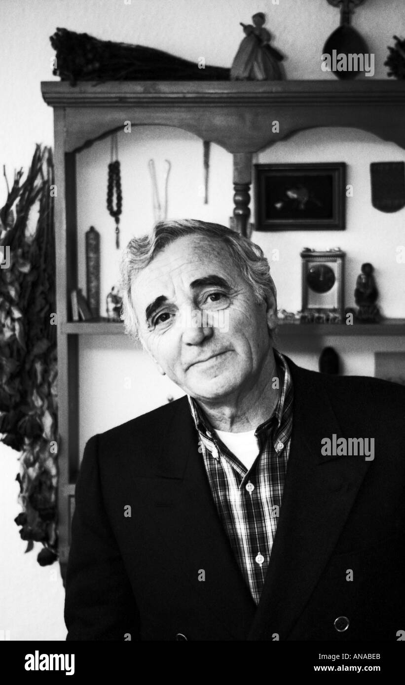 Black and white portrait of Charles Aznavour famous singer Stock Photo ...