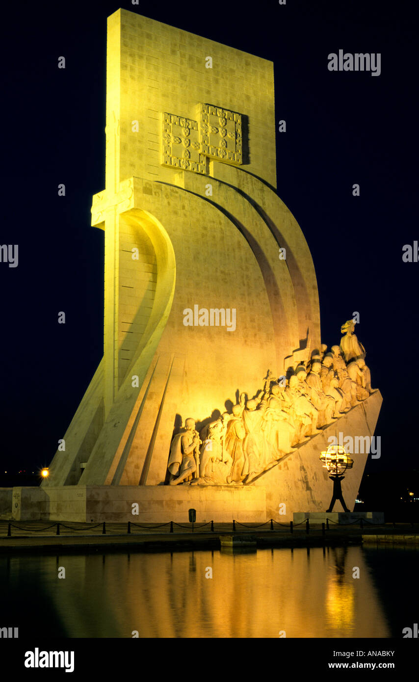 Lisbon's Discoveries Monument (Padrão dos Descobrimentos), illuminated ...