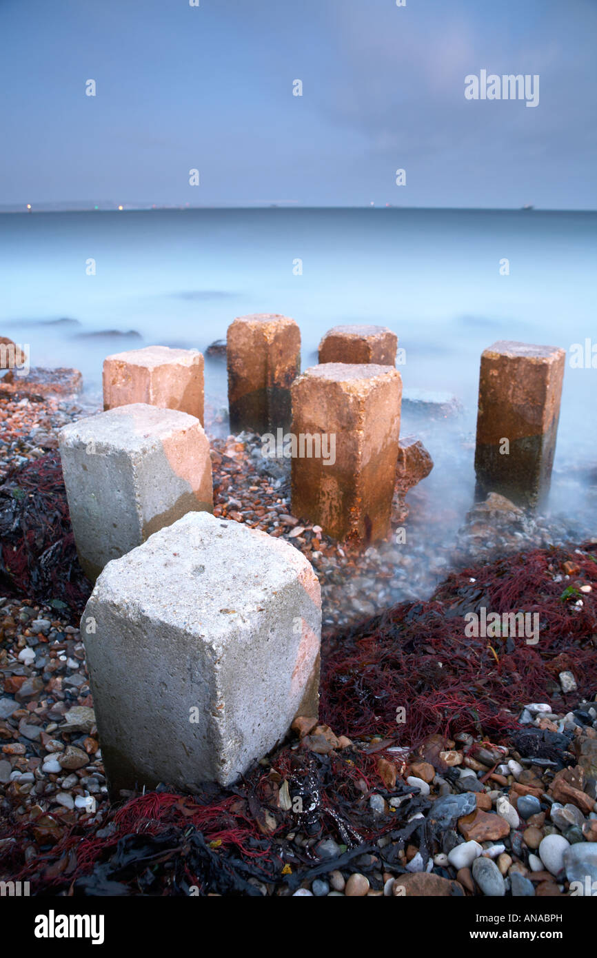 Portland stone blocks into Portland harbour, Dorset, England, UK Stock ...
