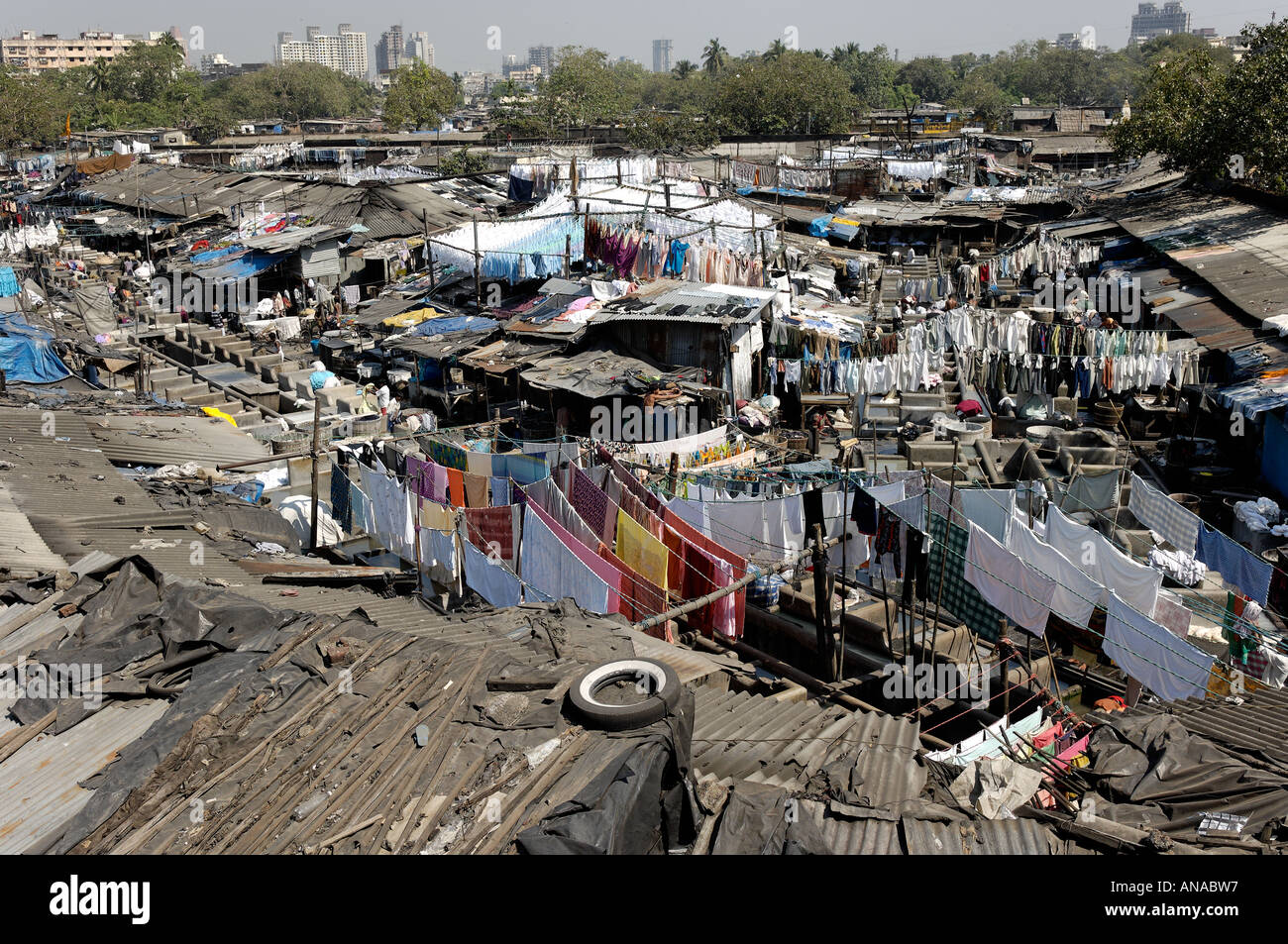 Open air laundry at Dhobi Ghat, Mumbai (Bombay Stock Photo - Alamy