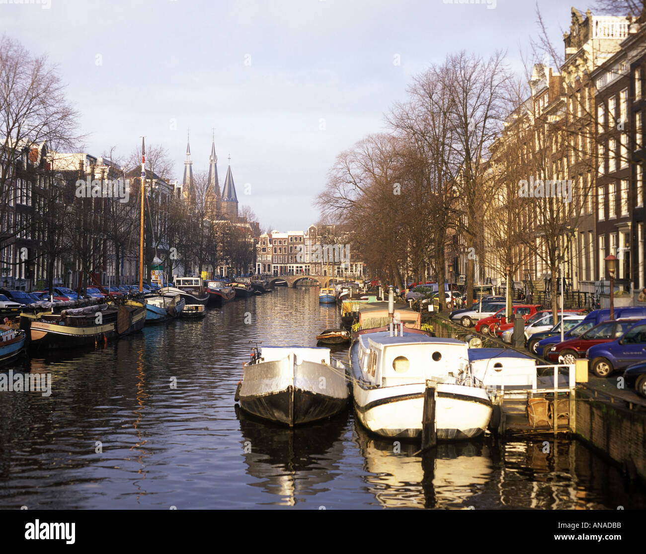 Typical canal scene in Amsterdam the Netherlands Stock Photo - Alamy