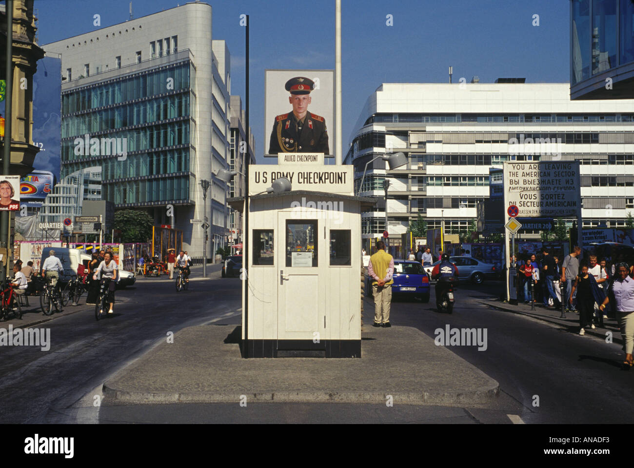 Checkpoint Charlie in Berlin facing the American entrance into the old ...