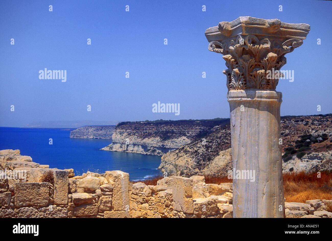 Column at the Ancient Greek site at Kourion also known as Curium in ...