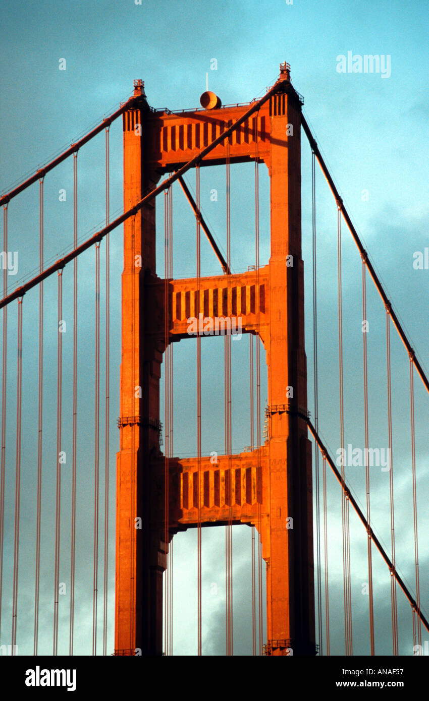 Tower detail of Golden Gate Bridge San Francisco California Stock Photo ...