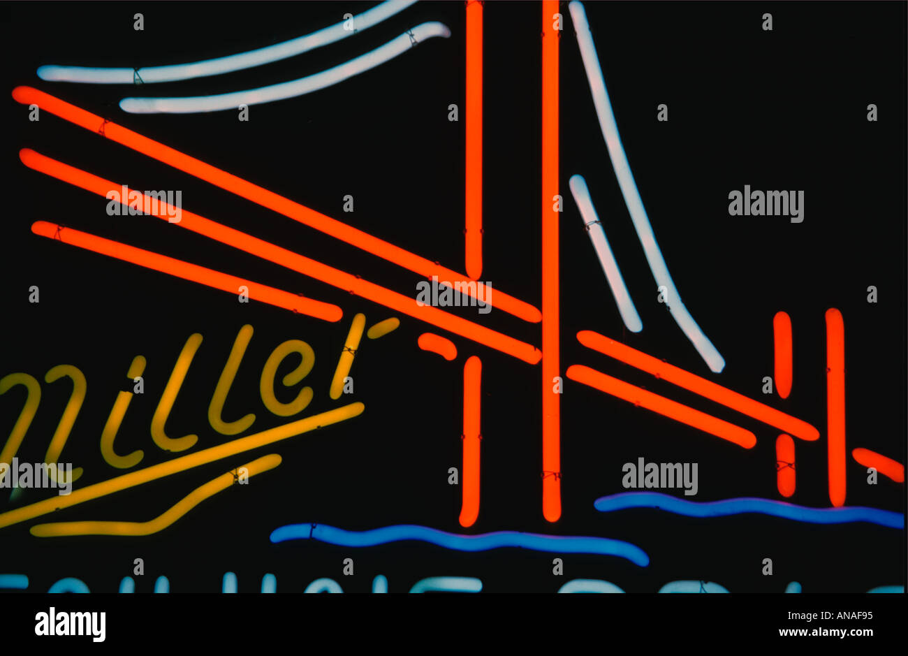 A neon sign of the Golden Gate Bridge, San Francisco, USA Stock Photo ...