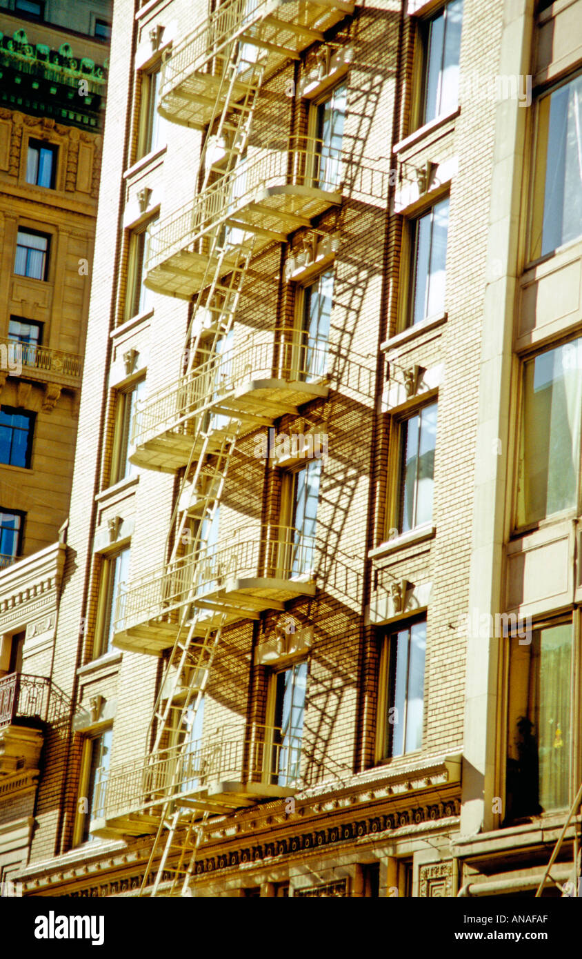 A Hotel fire escape at the rear of the building, San Francisco, USA ...