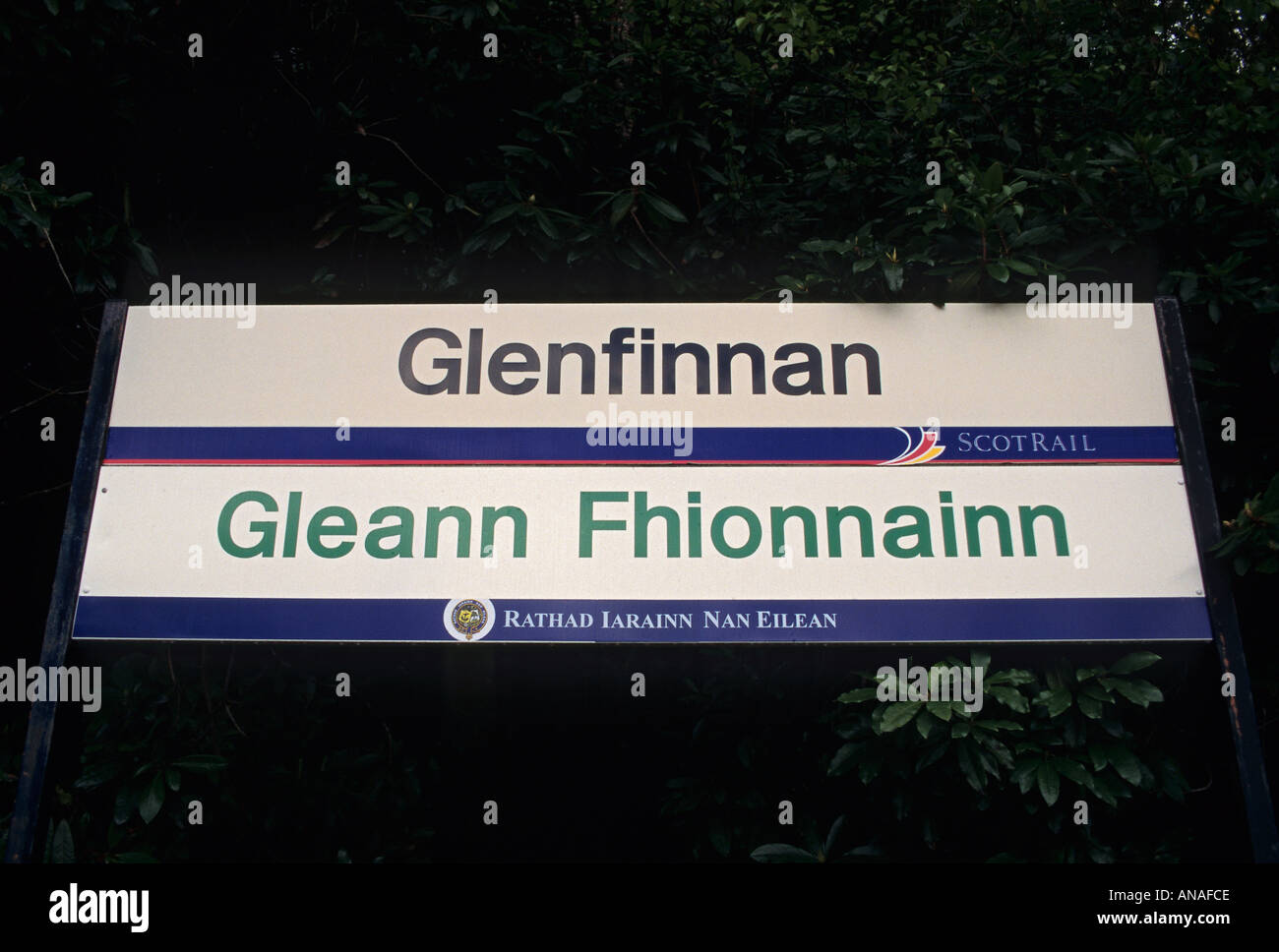Scotland Highlands Glenfinnan Railway Station sign in English and ...