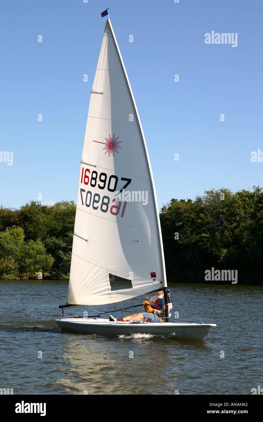 laser sailing dinghy on River Severn in Gloucestershire UK Stock Photo ...
