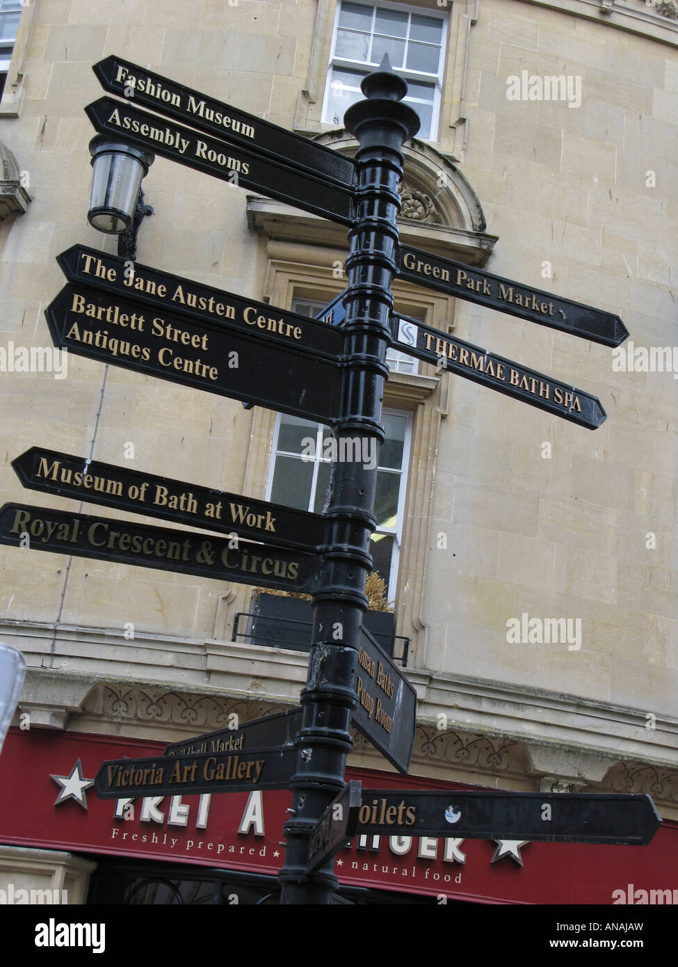 Destination sign post in Bath town centre UK Stock Photo - Alamy