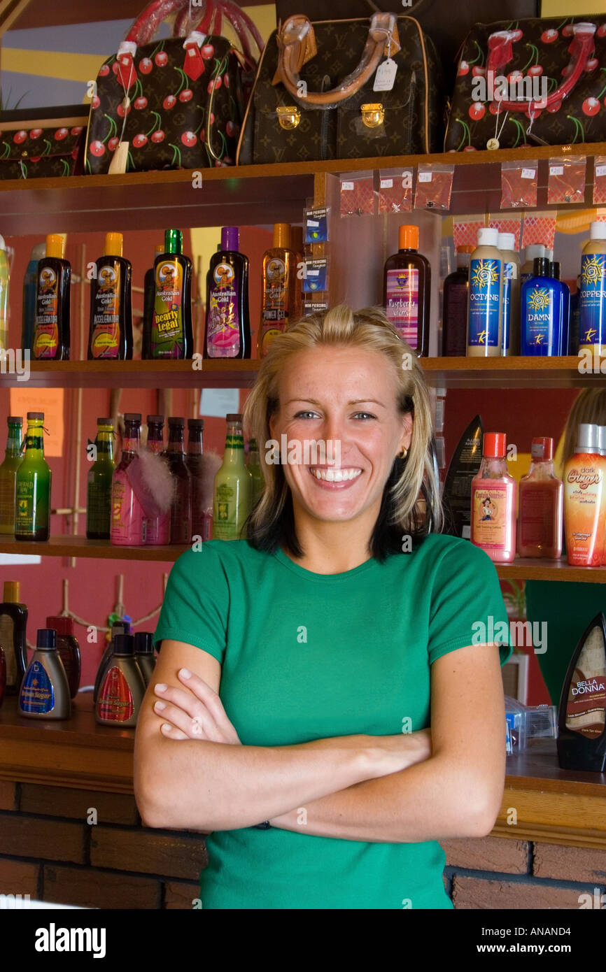 Self tanning woman hi-res stock photography and images - Alamy