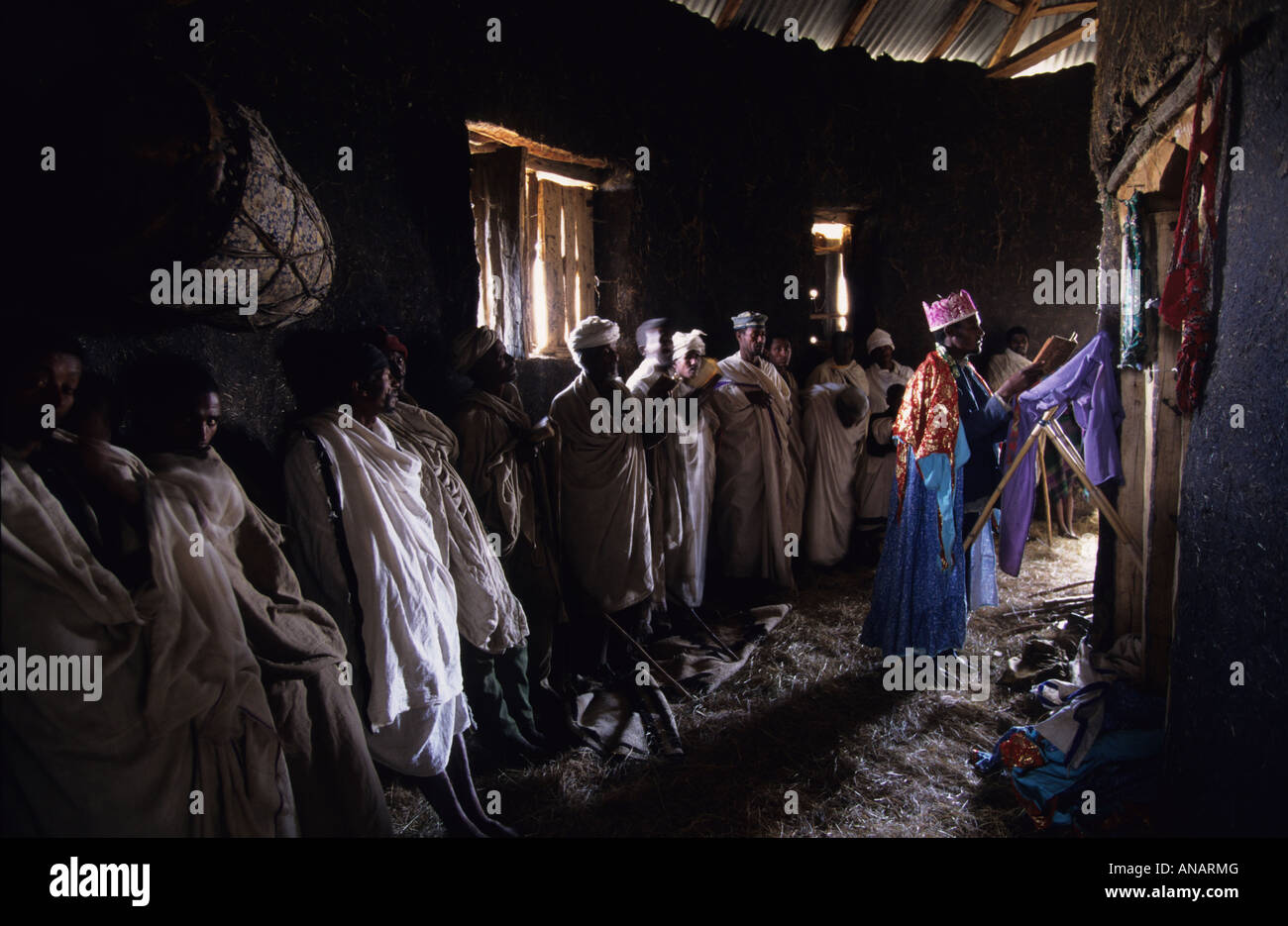 Inside an orthodox christian coptic church The highlands of rural ...