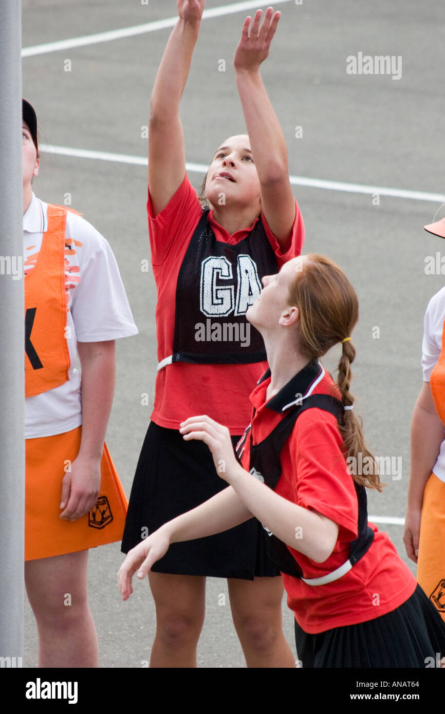 Girls playing netball at the Lapstone Glenbrook Netball Centre in the ...