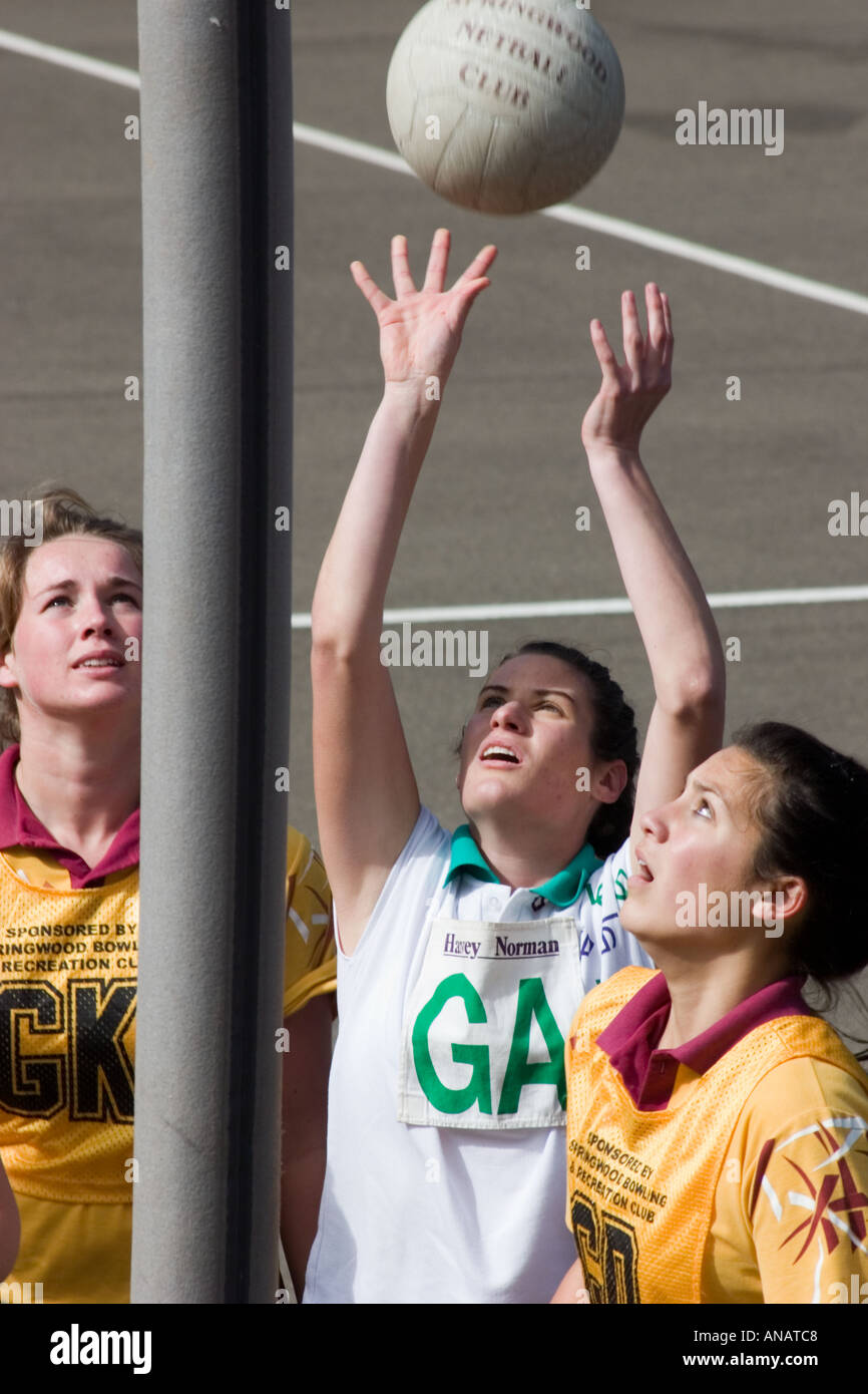 Girls playing netball at the Lapstone Glenbrook Netball Centre in the ...