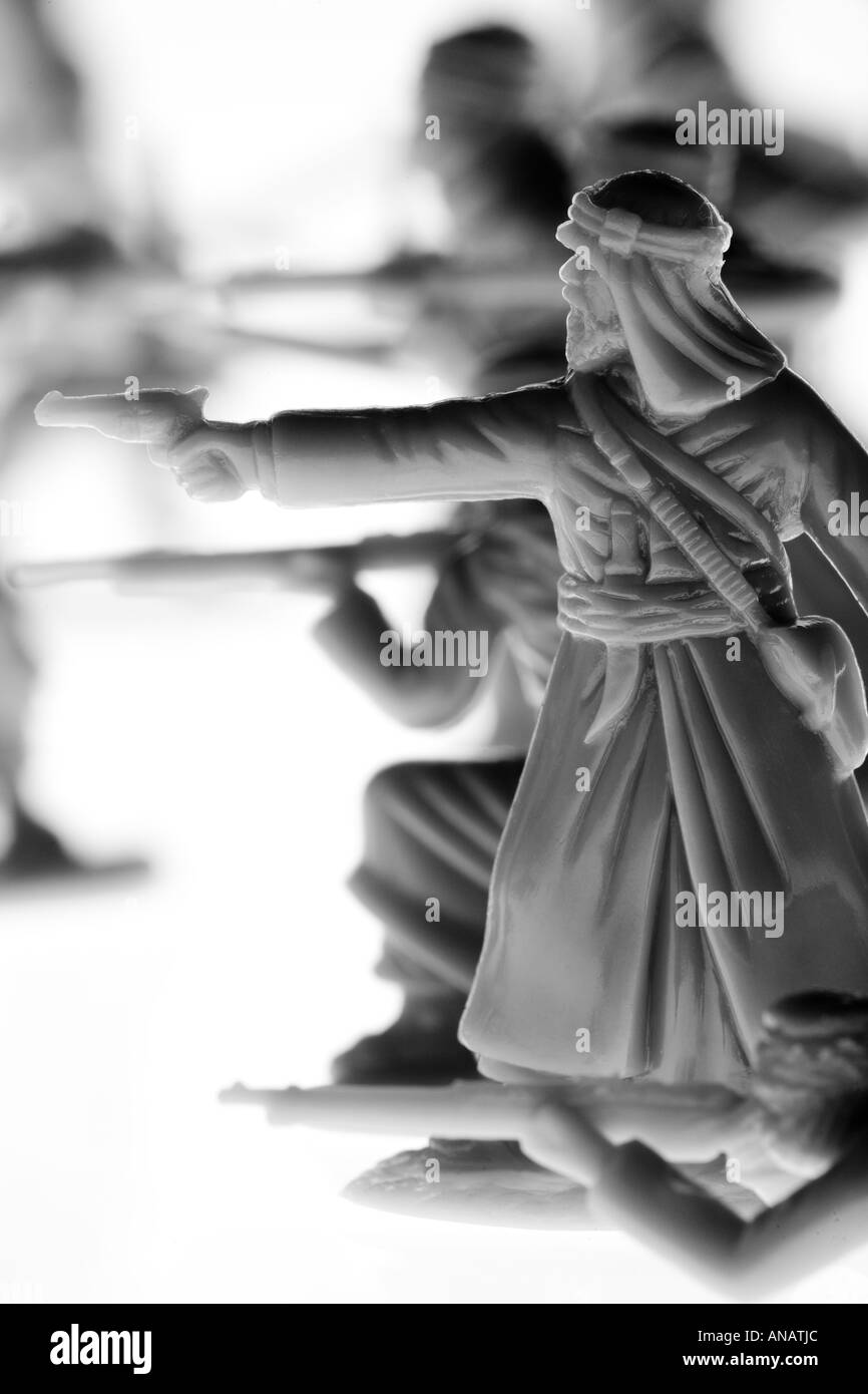 Toy Arab soldiers in black and white depicting Taliban and al Qaeda ...