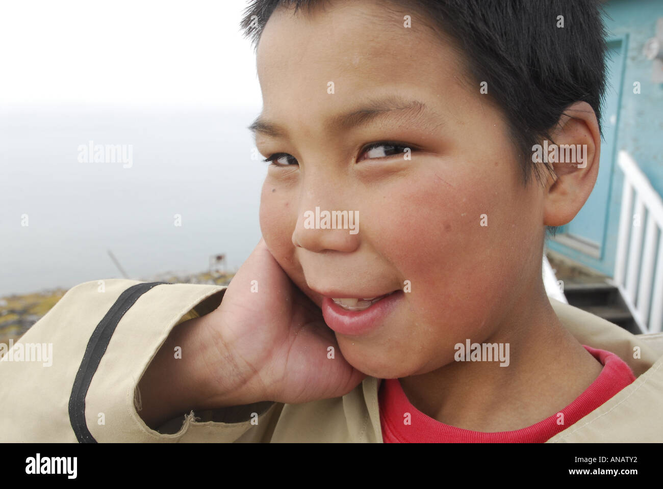Inuit boy Pond Inlet Baffin Island High Arctic Canada isolated remote ...