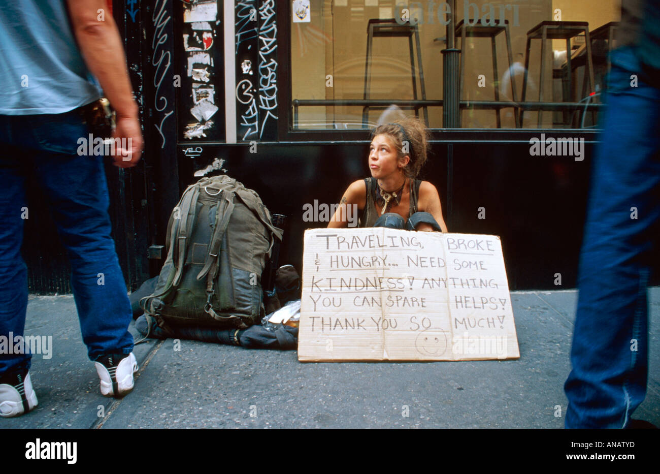 Street begging sign sidewalk hi-res stock photography and images - Alamy