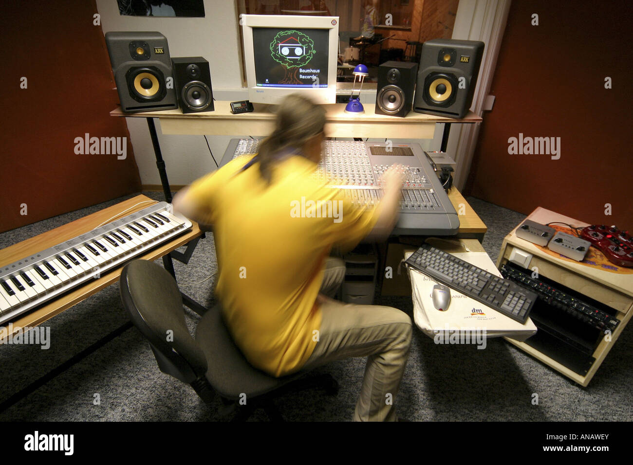 man working at sound studio Stock Photo - Alamy